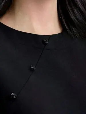Shanghai Tang Sleeveless Button Mini Dress