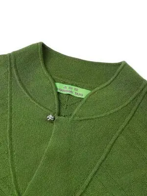 Shanghai Tang V-neck Sweater With Button Embellishment - Green
