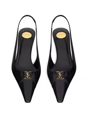 Saint Laurent Babylone Breteuil Slingback Pumps In Smooth Leather