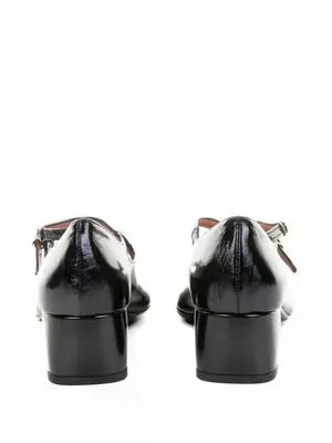 Status Buckled Leather Mary Jane Pumps - Black