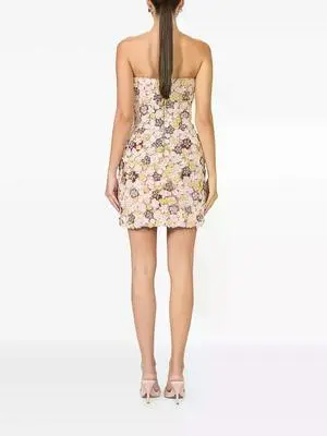 Costarellos Sirra Beaded Floral Strapless Mini Dress