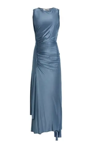 Victoria Beckham Ruched Satin Midi Dress - Blue
