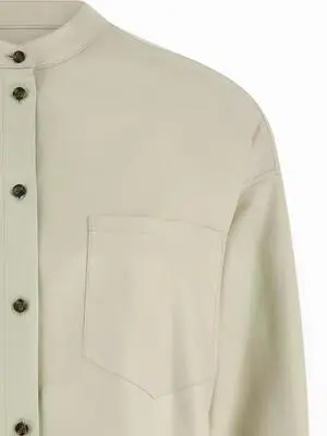 YVES SALOMON Mandarin Collar Pocket Leather Shirt
