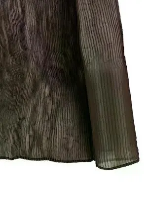 Issey Miyake Pleated V-neck Long Sleeve Top - Brown