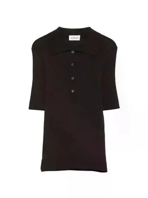 P.a.r.o.s.h Ribbed Knit Point Collar Buttoned Polo Shirt