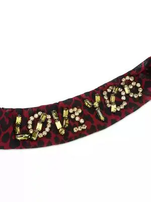 Red Valentino Animal Print Beaded Collar - Red