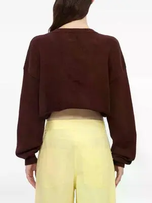 MSGM Studded V-neck Cropped Knitwear