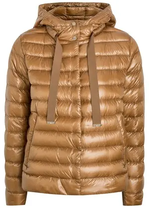 Herno Herno Padded Nylon Jacket With Drawstring Hood Camel