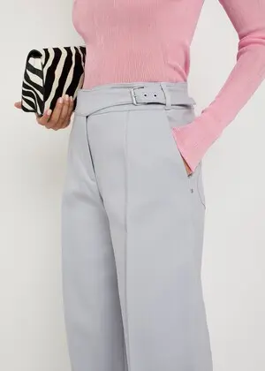 Sportmax Buckle Wide-leg Cotton-blend Trousers
