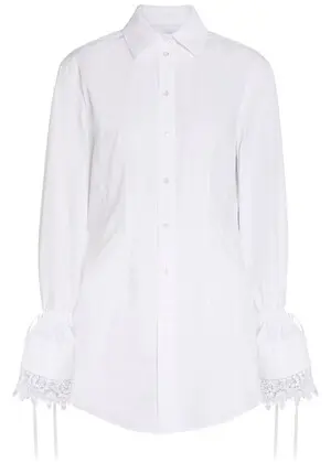 Erdem Lace-trimmed Cotton-poplin Shirt - White