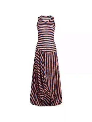 Proenza Schouler Striped Floral Print Maxi Dress - Black