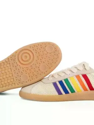 Dsquared2 Suede And Mesh Low-top Sneakers With Rainbow Stripes