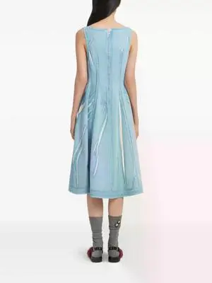 Marni V-neck Midi Dress With Irregular Stroke Print