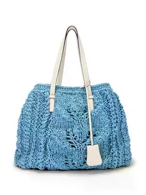 Ermanno Scervino Raffia Shopper Tote Bag Blue