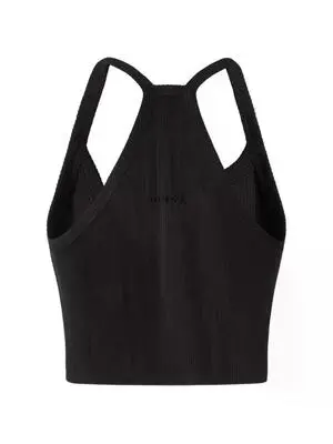 Pinko Asymmetric Neckline Cropped Ribbed Vest Top