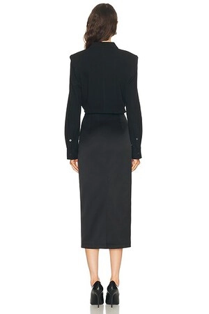 WILLY CHAVARRIA Padded Shoulder Midi Polo Dress