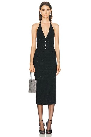Alessandra Rich Halterneck Sequin Midi Dress