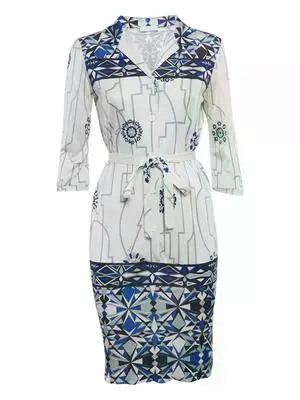 Emilio Pucci Graphic Print Silk Midi Dress