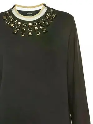 Fendi Embellished Crepe Mini Dress - Blue