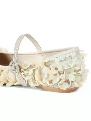 Kurt Geiger Floral Embellished Ballet Flats - Neutrals