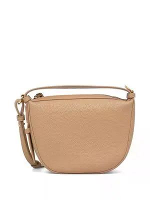 Armani Exchange Grained Leather Cross-body Bag With Logo Plaque - Neutrals