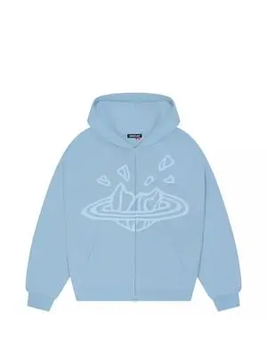 BROKEN PLANET Zip-up Graphic Hoodie - Blue