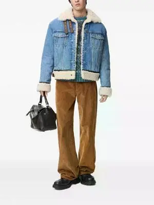 Loewe Shearling-trimmed Denim Trucker Jacket - Blue