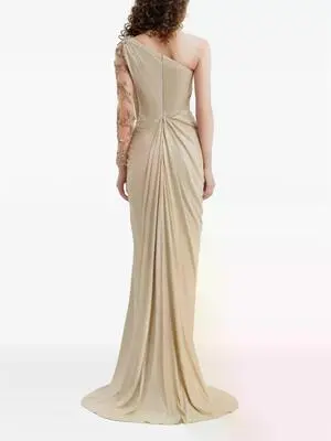 GEMY MAALOUF One-shoulder Beaded Draped Maxi Dress