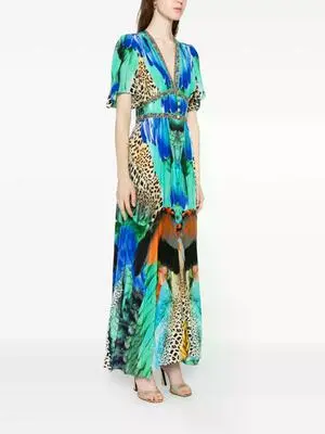 Camilla Shaped Waistband Dress With Flutter Sleeves