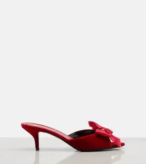 Valentino Garavani Velvet Bow Mules - Red