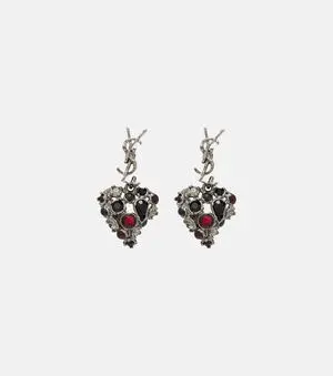 Saint Laurent Cassandre Embellished Drop Earrings - Silver