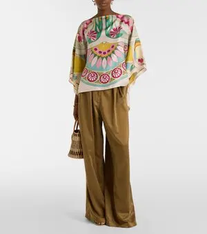 La DoubleJ Square Printed Silk Twill Top