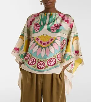 La DoubleJ Square Printed Silk Twill Top