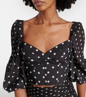 Zimmermann Polka-dot Corset Cropped Top