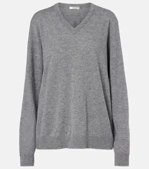 THE ROW Cashmere V-neck Top In Heather