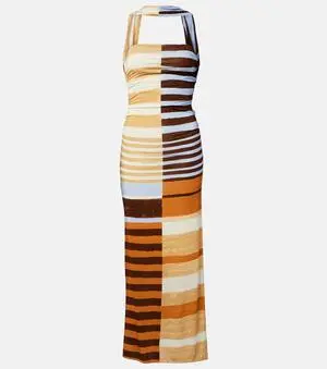 CALA DE LA CRUZ Ornella Striped Midi Dress