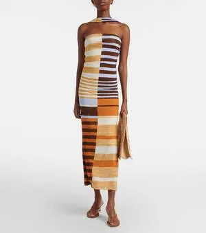 CALA DE LA CRUZ Ornella Striped Midi Dress