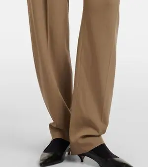 THE ROW Gianni Wool Straight Leg Trousers - Beige