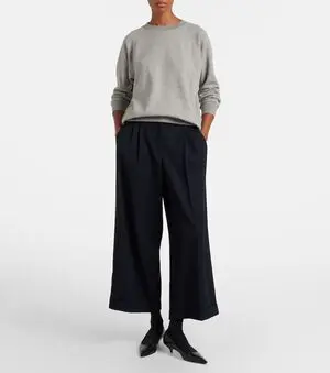 THE ROW Wool Gabardine Wide-leg Trousers