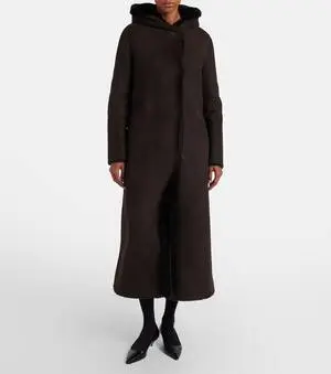THE ROW Anaya Hooded Shearling-trimmed Suede Coat
