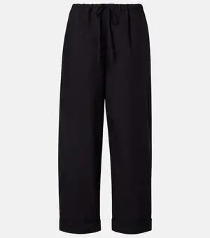 THE ROW Delano Cotton Straight Pants - Black