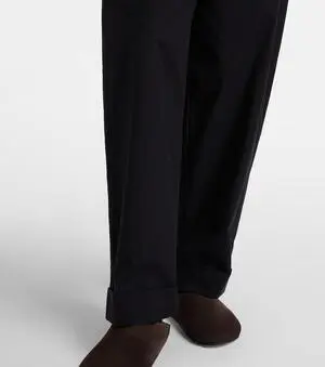 THE ROW Delano Cotton Straight Pants - Black