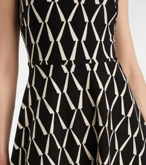 Max Mara Geometric Print Cotton-blend Midi Dress