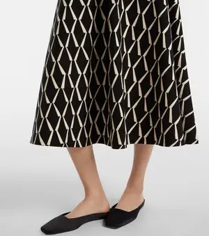 Max Mara Geometric Print Cotton-blend Midi Dress