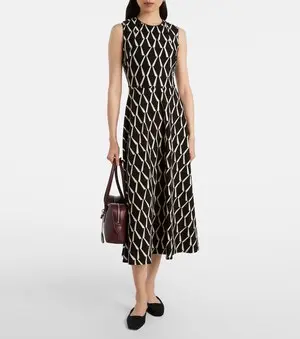 Max Mara Geometric Print Cotton-blend Midi Dress