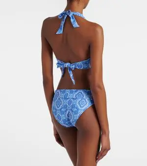 Heidi Klein Mykonos Printed Triangle Bikini Top - Blue