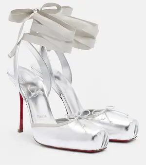 CHRISTIAN LOUBOUTIN Cassia Metallic Leather Pumps Silver
