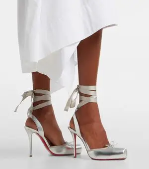 CHRISTIAN LOUBOUTIN Cassia Metallic Leather Pumps - Silver