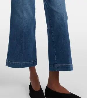 FRAME Seamed Cropped Wide-leg Jeans