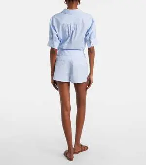 FRAME Harbor Striped Cotton Poplin Shorts